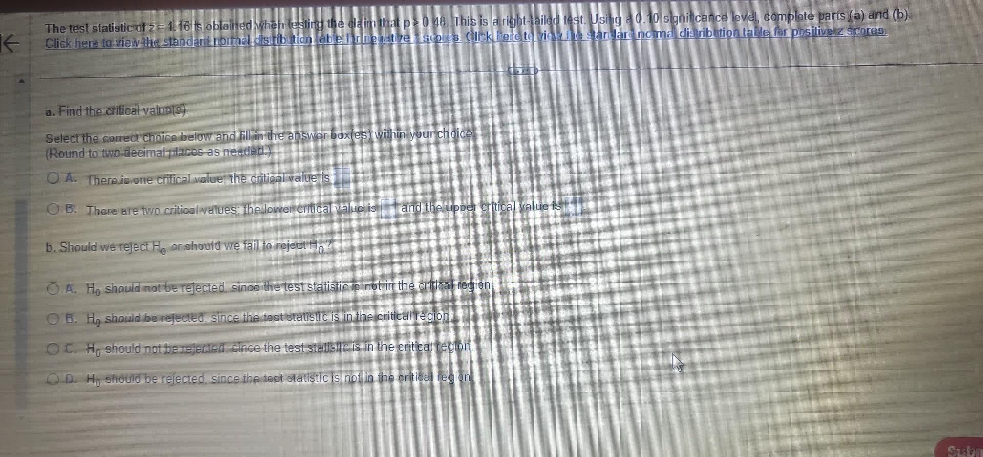 Solved b. Should we reject H0 or should we fail to reject H0 | Chegg.com