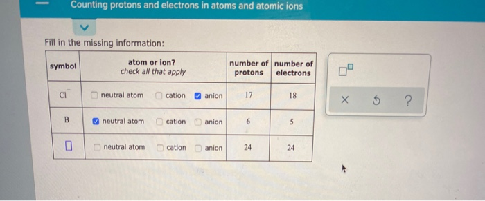 Solved Counting protons and electrons in atoms and atomic | Chegg.com