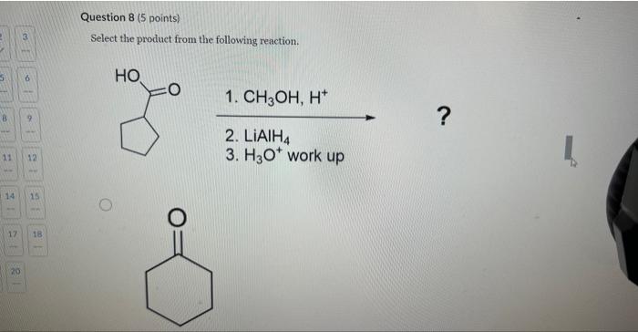 Solved Question 8 (5 points) Select the product from the | Chegg.com