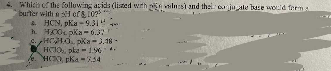 Solved Which of the following acids (listed with pKa values) | Chegg.com