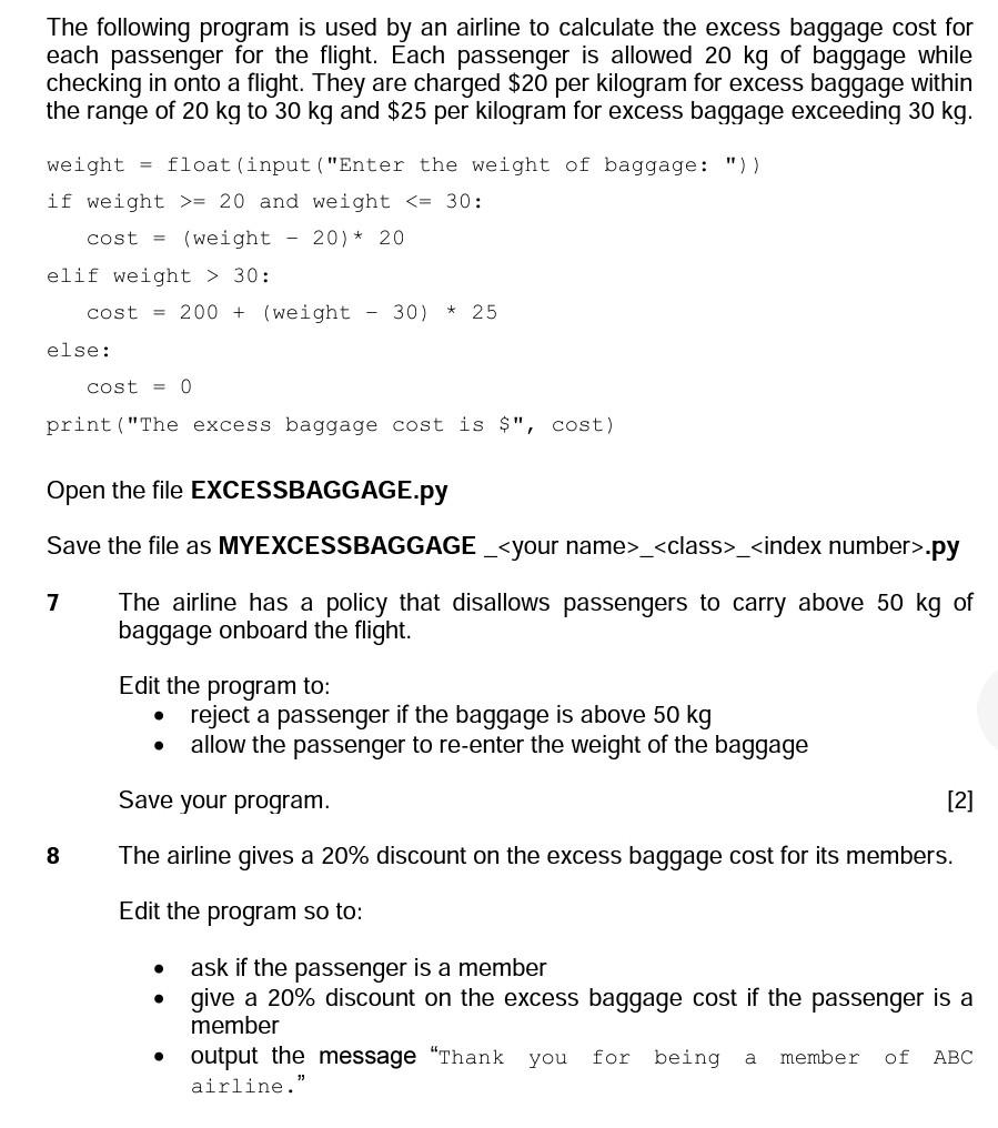 Solved The following program is used by an airline to | Chegg.com