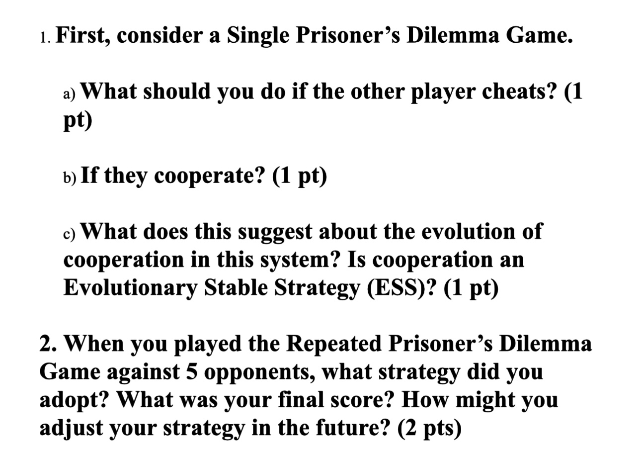 Solved First, consider a Single Prisoner's Dilemma Game.a) | Chegg.com