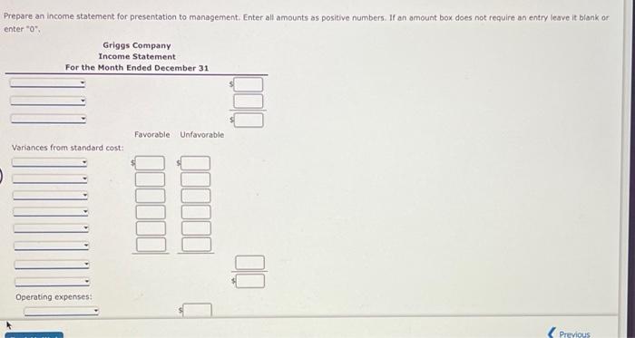 Solved Income Statement indicating Standard Cost Variances | Chegg.com
