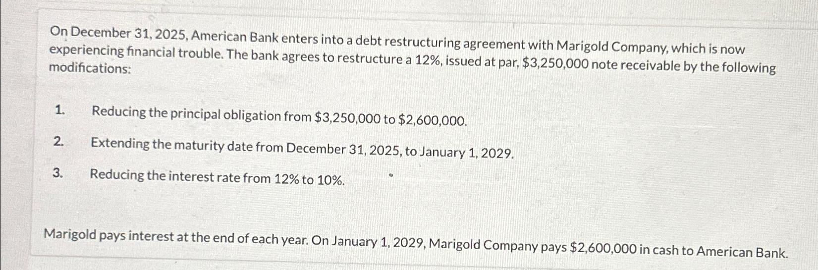 Solved On December 31, 2025, ﻿American Bank enters into a | Chegg.com
