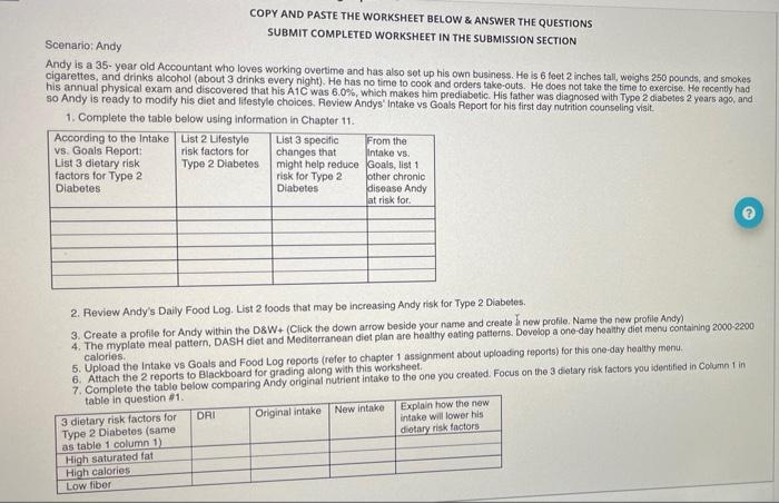 Solved COPY AND PASTE THE WORKSHEET BELOW & ANSWER THE | Chegg.com
