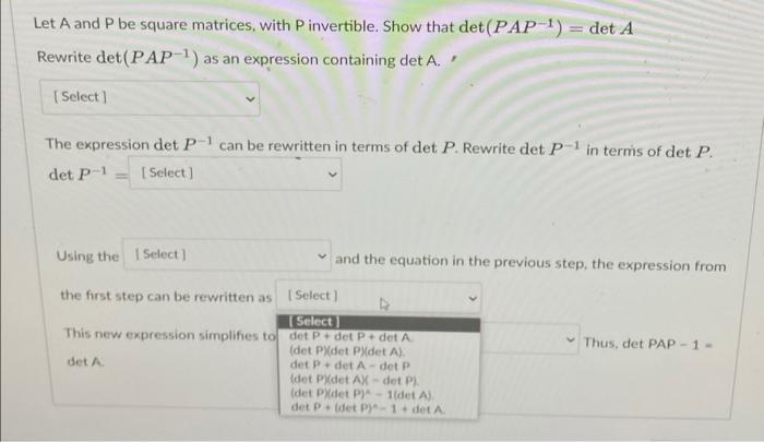 Solved Let A and P be square matrices, with P invertible. | Chegg.com