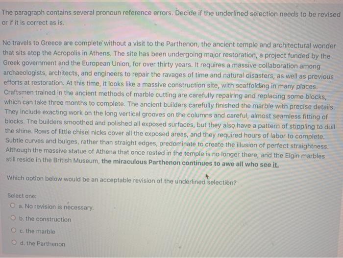 Solved The paragraph contains several pronoun reference | Chegg.com