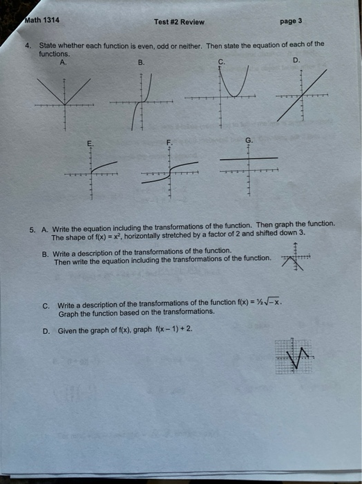 Solved Math 1314 Test #2 Review page 3 4. State whether each | Chegg.com