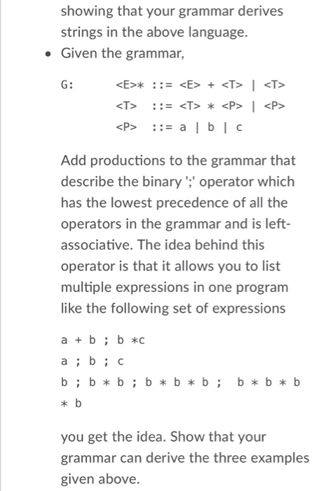 Solved Instructions Overview Here we look at grammars. We | Chegg.com