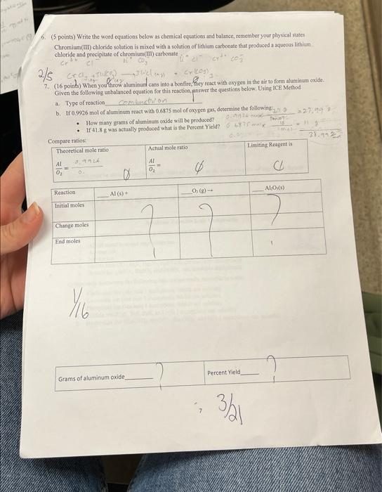 Solved 6. (5 points) Write the word equations below as | Chegg.com