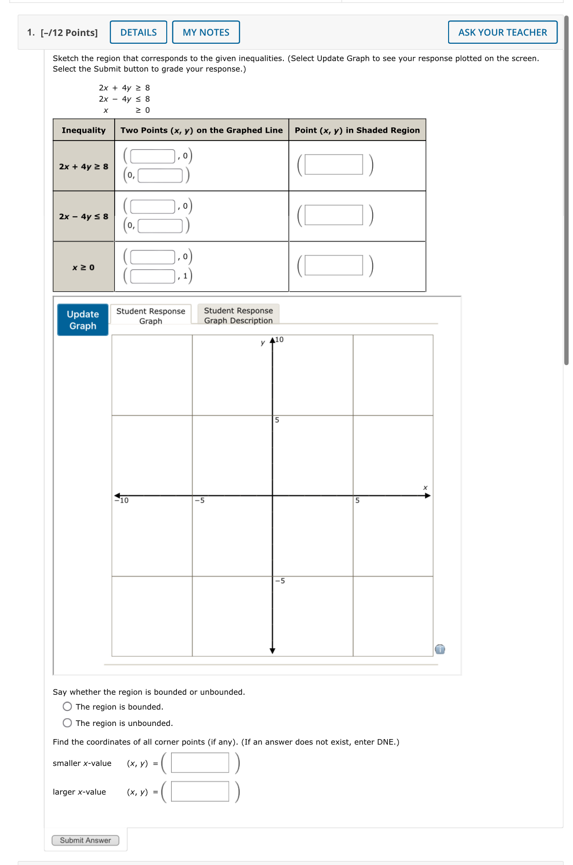 Solved [-/12 ﻿Points]Sketch the region that corresponds to | Chegg.com
