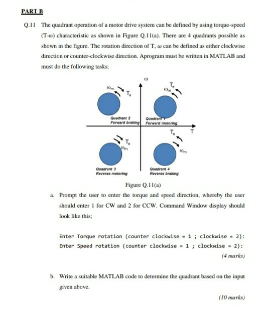 Solved PART B Q.11 The quadrant operation of a motor drive | Chegg.com