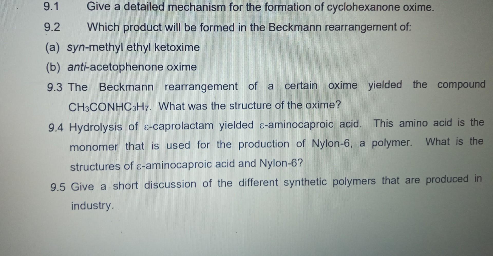 Solved 9.1 Give a detailed mechanism for the formation of | Chegg.com