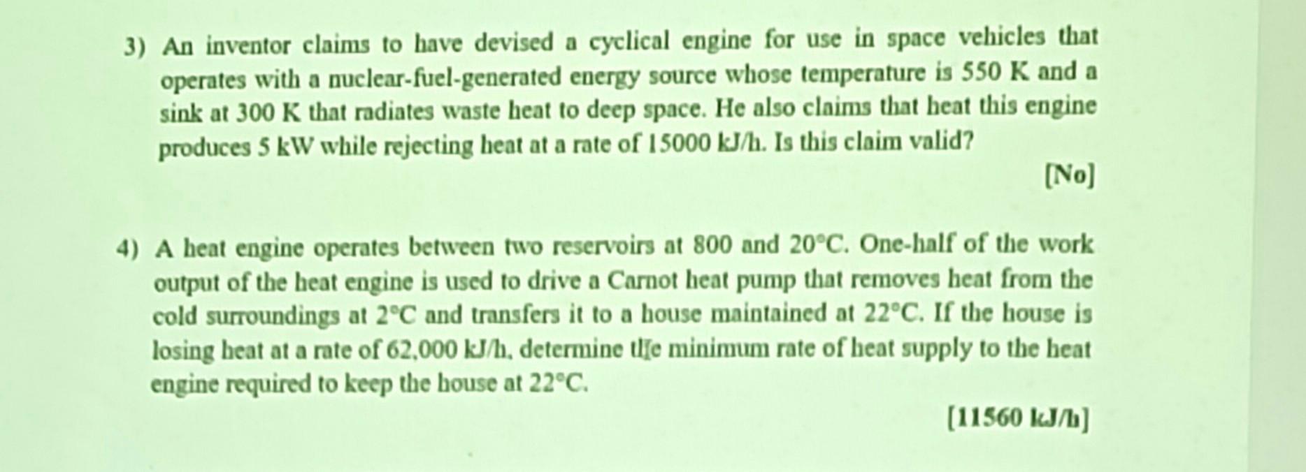 Solved 3) An inventor claims to have devised a cyclical | Chegg.com