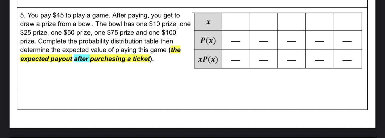Solved You pay $45 ﻿to play a game. After paying, you get to | Chegg.com
