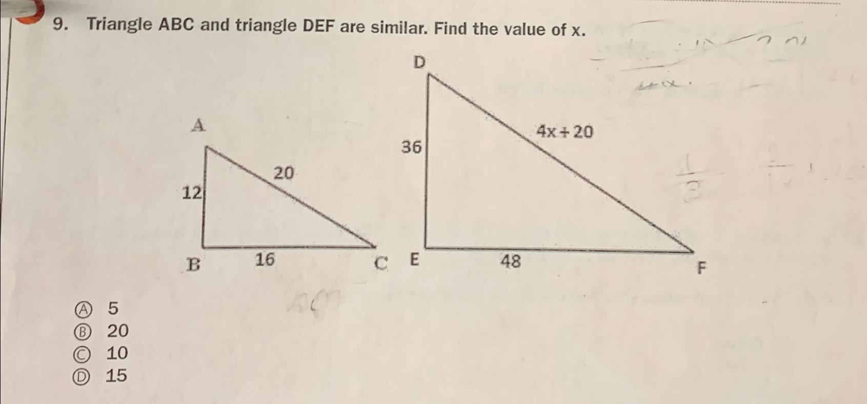Solved Triangle ABC and triangle DEF are similar. Find the | Chegg.com