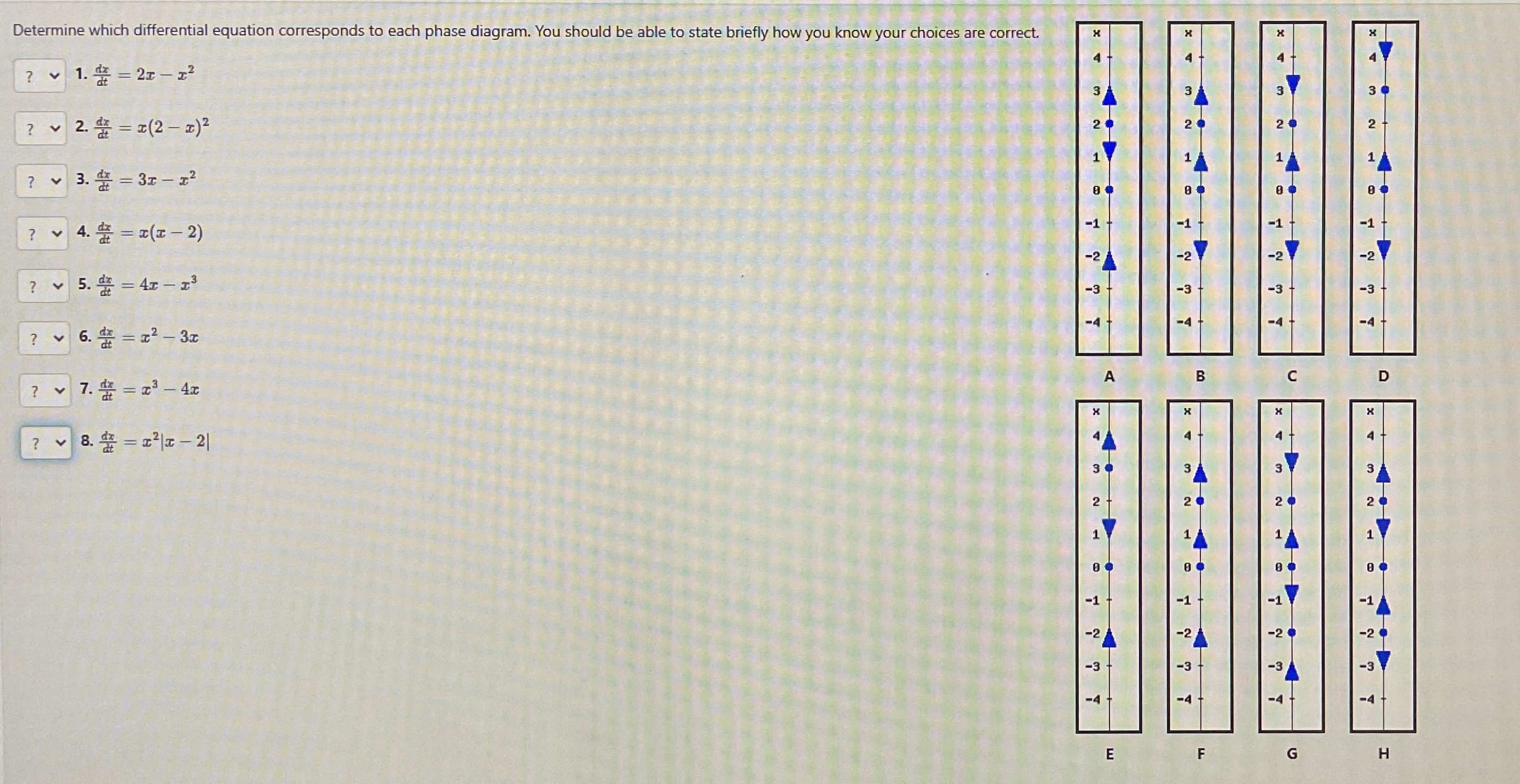 Solved Determine which differential equation corresponds to | Chegg.com