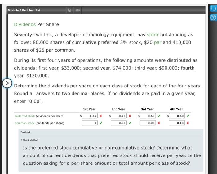 Solved Dividends Per Share Seventy-Two Inc., a developer of | Chegg.com