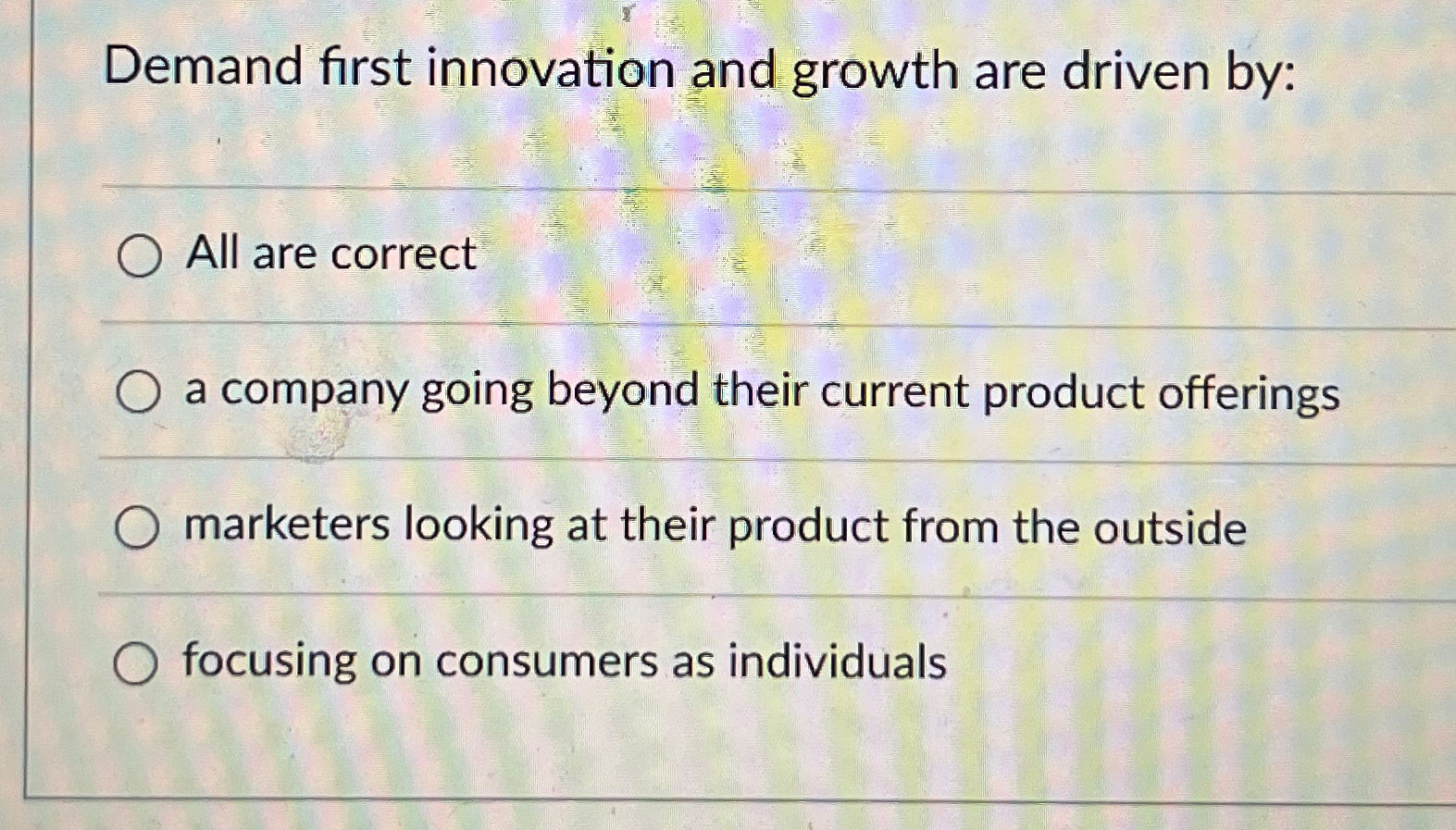Solved Demand first innovation and growth are driven by:All | Chegg.com