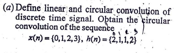 Solved (a) Define linear and circular convolution of | Chegg.com