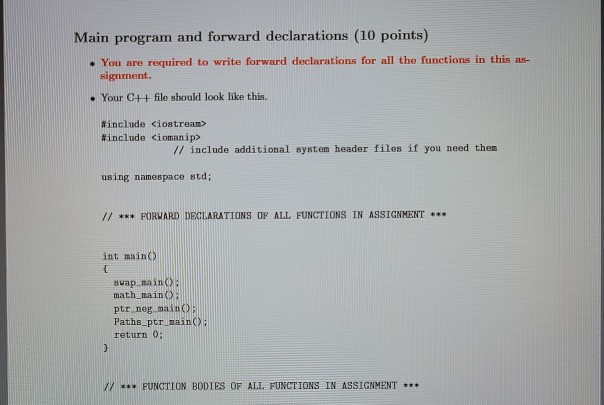 Solved Main Program And Forward Declarations 10 Points You