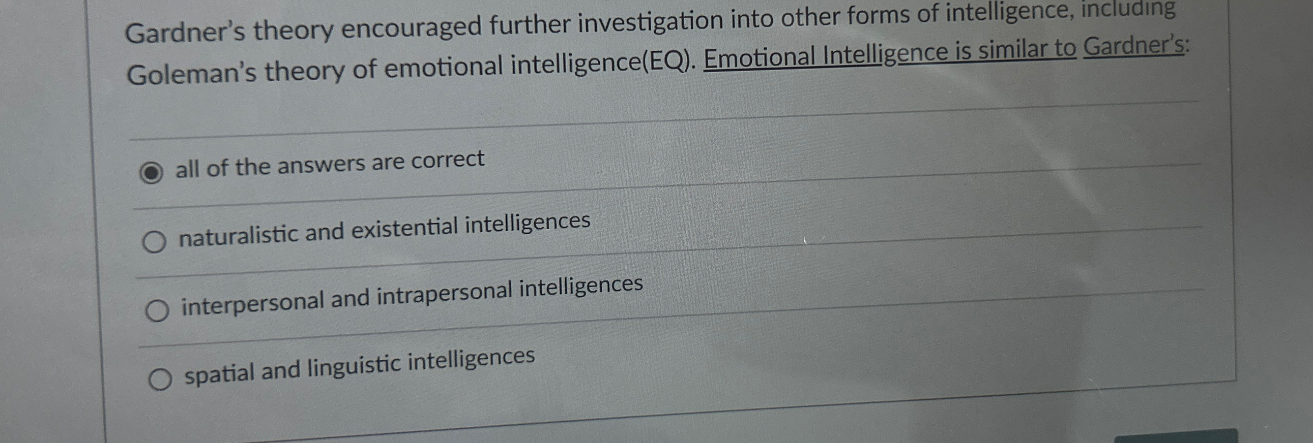 Solved Gardner's theory encouraged further investigation | Chegg.com