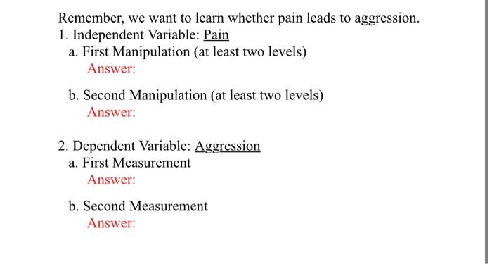 Operationalizing Variables of Interest For this | Chegg.com