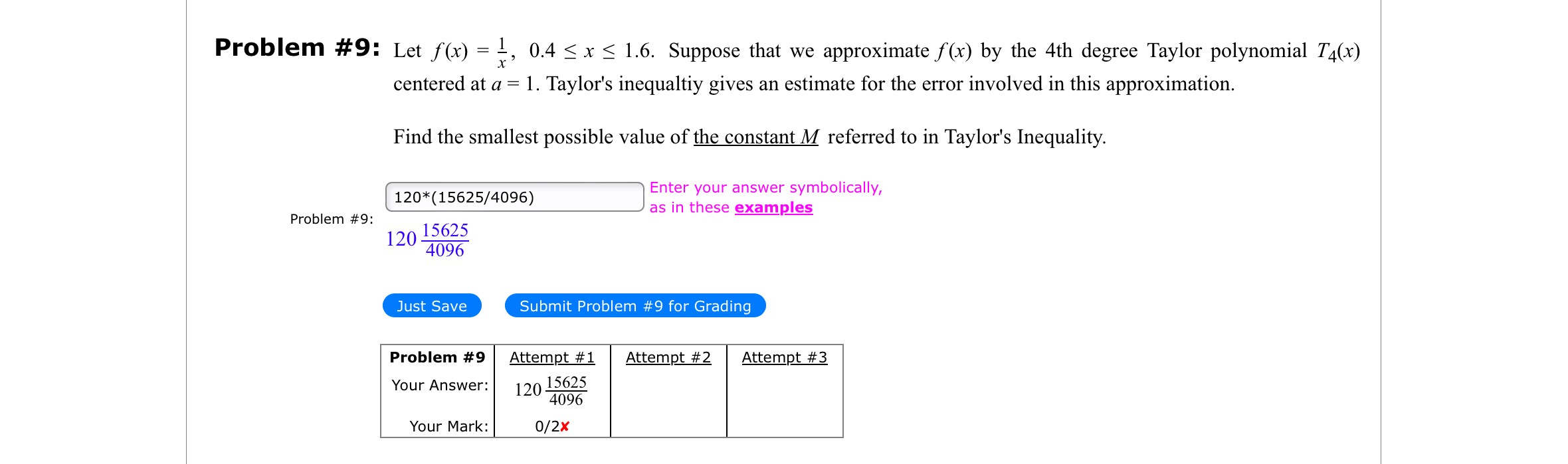 Solved Problem #9: Let f(x)=1x,0.4≤x≤1.6. ﻿Suppose that we | Chegg.com
