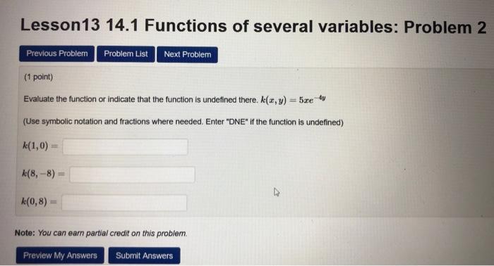 Solved Lesson13 14.1 Functions of several variables: Problem | Chegg.com