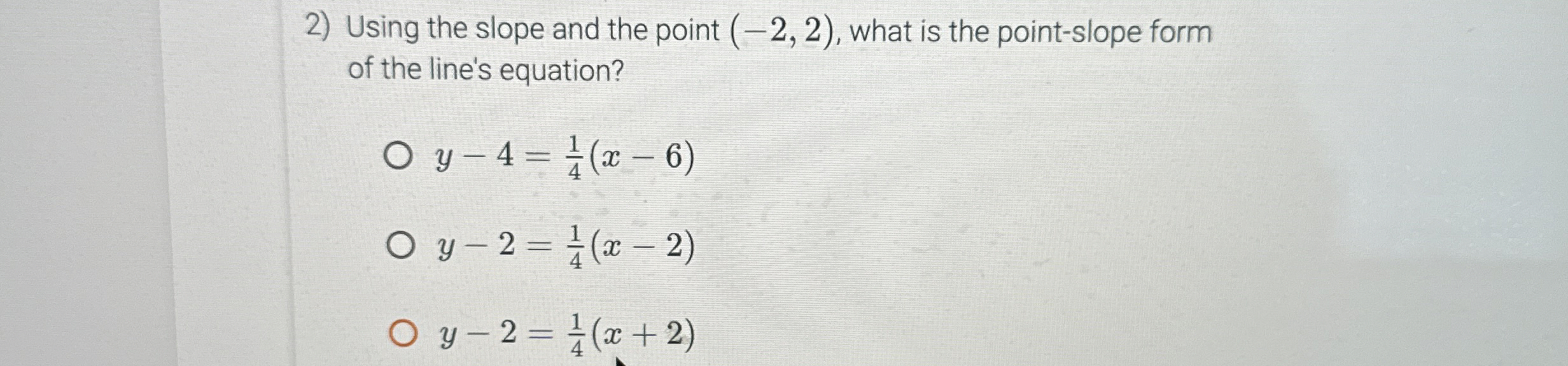 Solved Using the slope and the point (-2,2), ﻿what is the | Chegg.com