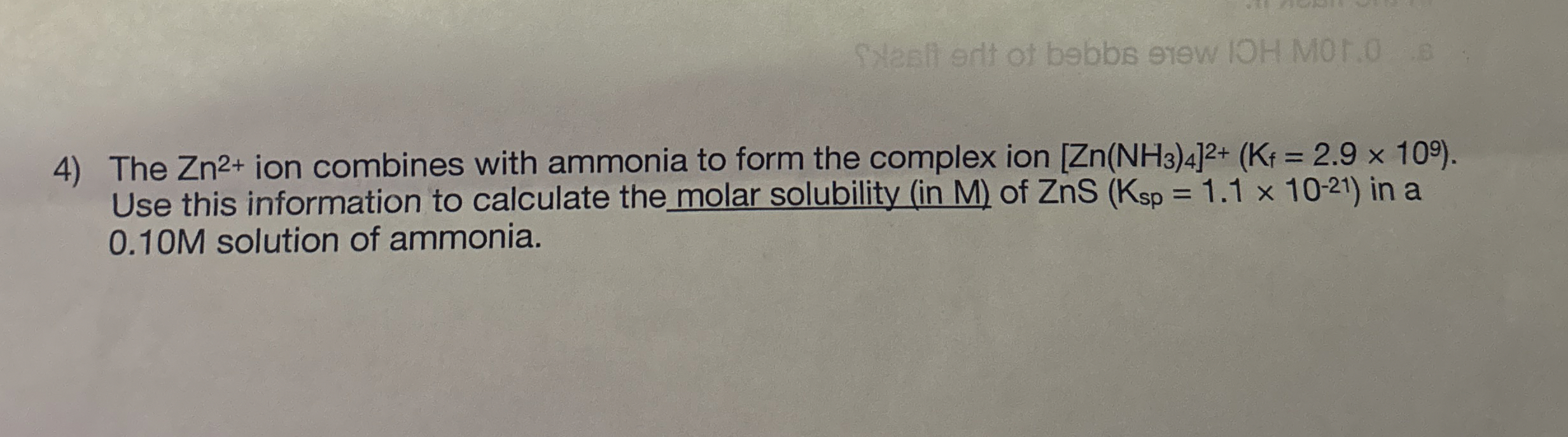 Solved The Zn2+ ﻿ion combines with ammonia to form the | Chegg.com