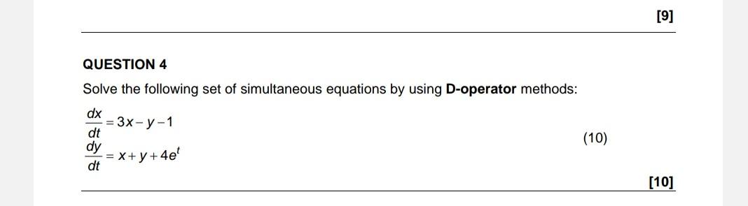 Solved Solve the following set of simultaneous equations by | Chegg.com