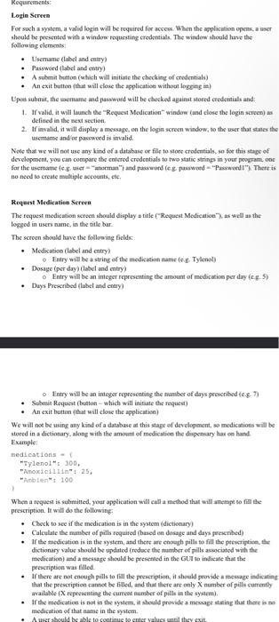 Solved Requirements Login Screen For soch a system, a valid | Chegg.com