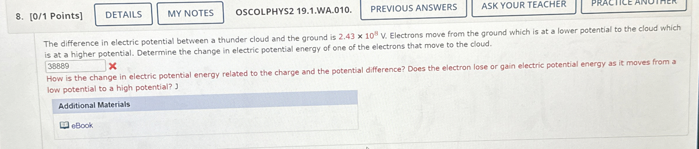 Solved The difference in electric potential between a | Chegg.com