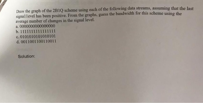 Solved Draw the graph of the 2B1Q scheme using each of the | Chegg.com