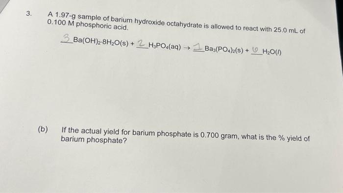 Solved for each limiting reactant conditions, balance the | Chegg.com