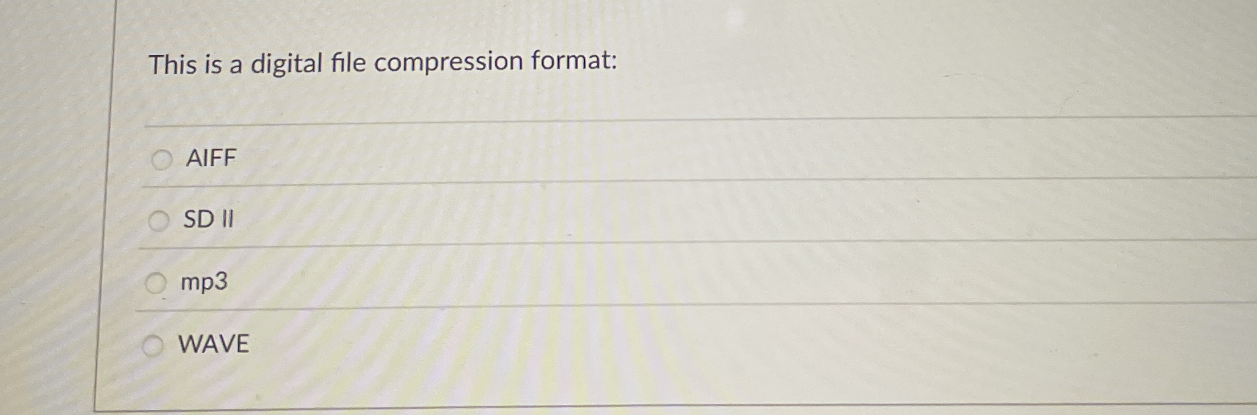 Solved This is a digital file compression format:AIFFSD | Chegg.com
