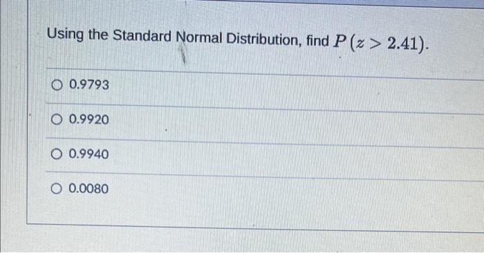 Solved Using the Standard Normal Distribution, find | Chegg.com