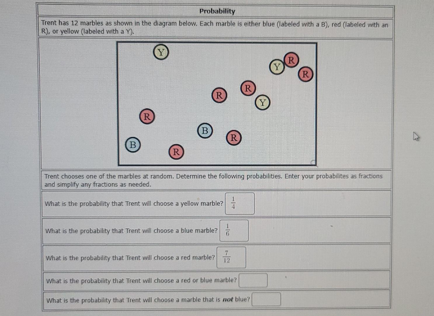 Solved Probability Trent has 12 marbles as shown in the | Chegg.com