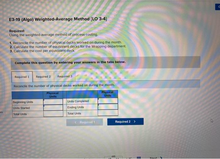 Solved Required information SB (Algo) Calculating Physical | Chegg.com