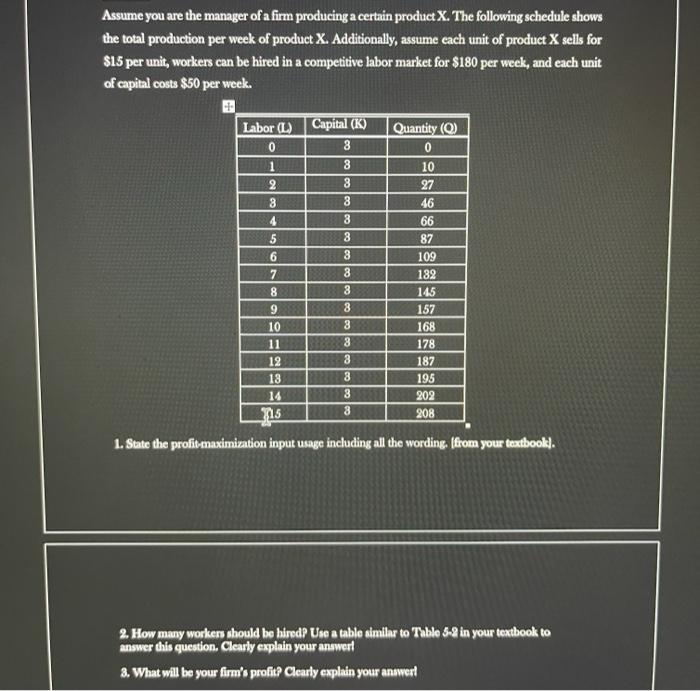 Solved Assume you are the manager of a firm producing a | Chegg.com