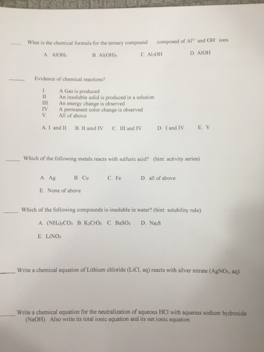 Solved Balance the following chemical equations and state | Chegg.com