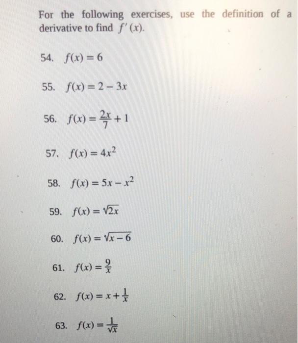 Solved For the following exercises, use the definition of a | Chegg.com