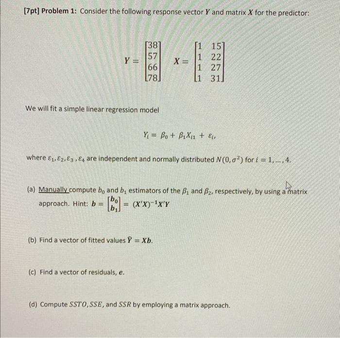 Solved [7pt] Problem 1: Consider the following response | Chegg.com