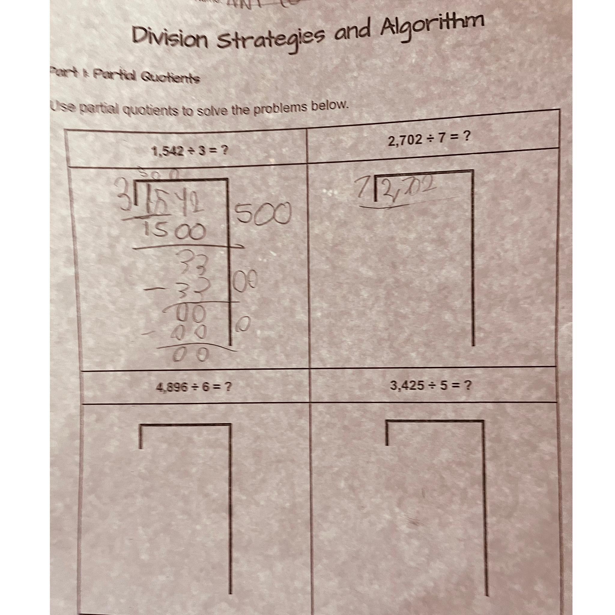Solved Division Strategies and AlgorithmPart 1 ﻿Parial | Chegg.com