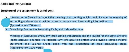 Solved Additional instructions: Structure of the assignment | Chegg.com