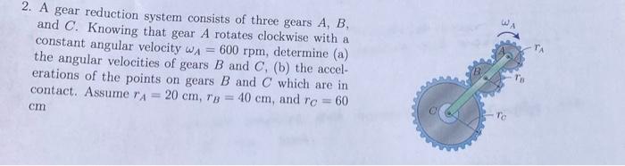 Solved 2. A gear reduction system consists of three gears | Chegg.com