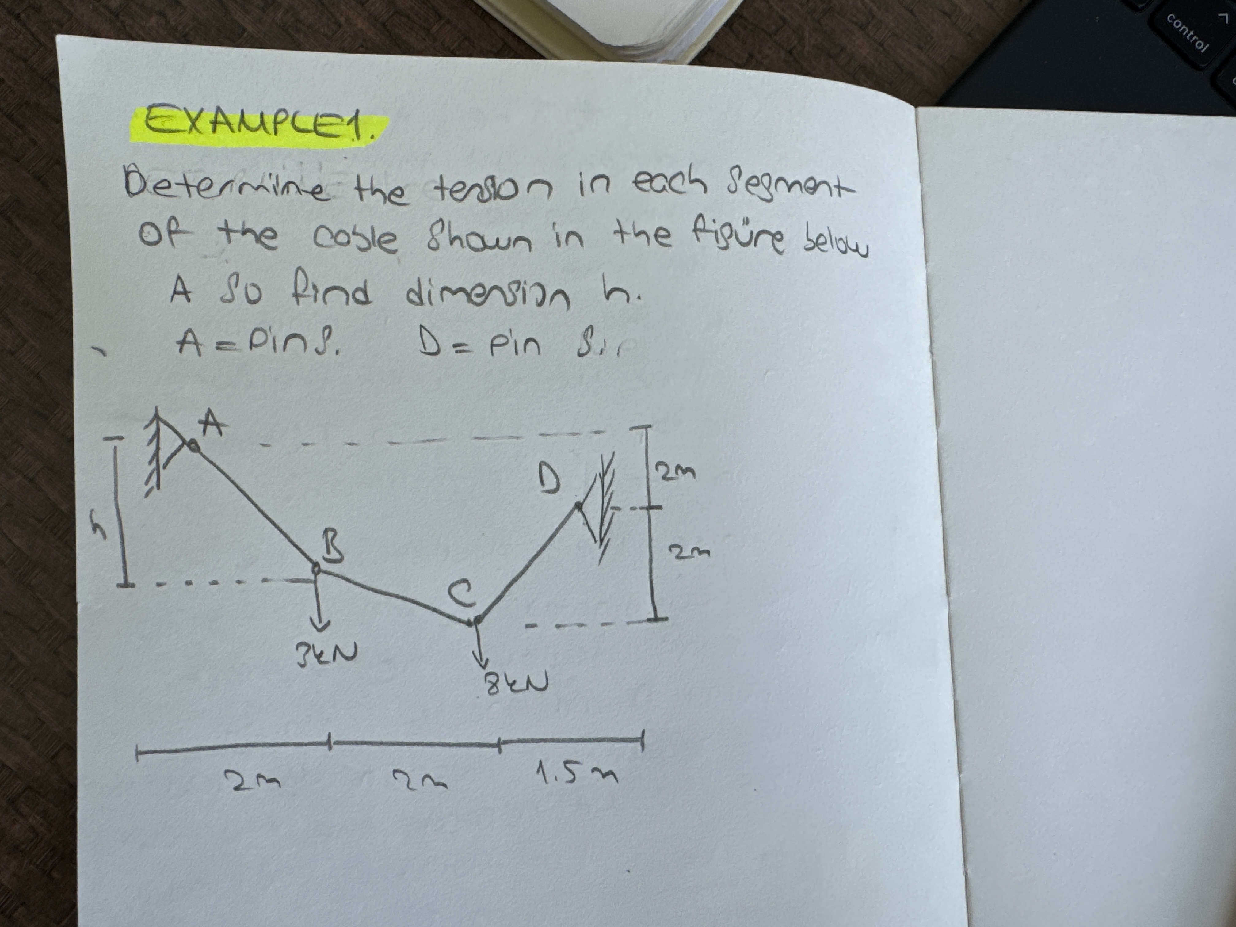 Solved EXAMPLE1.Determine the tersion in each segment of | Chegg.com