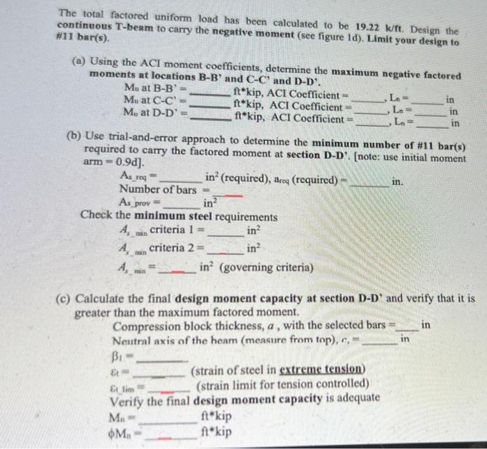 Solved The total factored uniform load has been calculated | Chegg.com