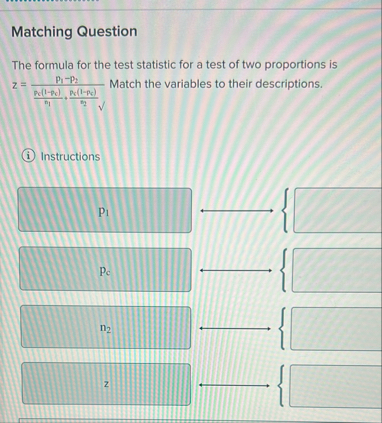 Solved Matching QuestionThe formula for the test statistic | Chegg.com